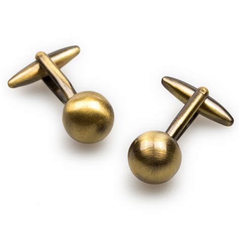 Damascus Antique Brass Cufflinks Vintage Ball Sphere Round Cufflink