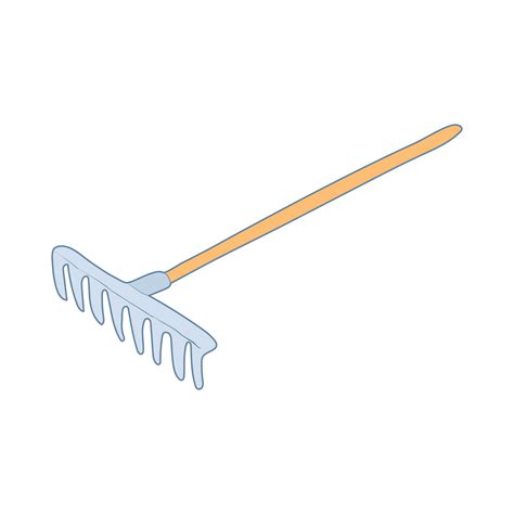 Rake With A Wooden Handle Icon Cartoon Style 14577525 Vector Art At
