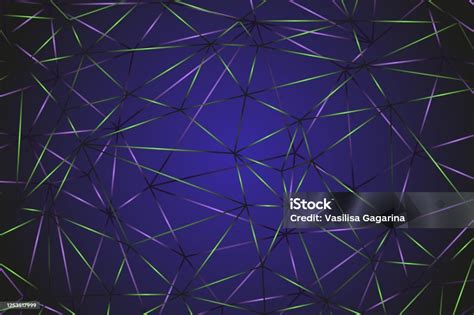 얇은 보라색과 녹색 선과 추상어두운 다각형 배경 기하학적 패턴이 있는 파란색 수평 배경입니다 사이트에 대한 배경 화면 노트북 책 잡지의 표지 스톡 벡터 0명에 대한 스톡