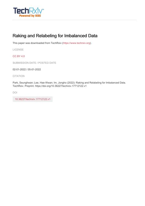 Pdf Raking And Relabeling For Imbalanced Data