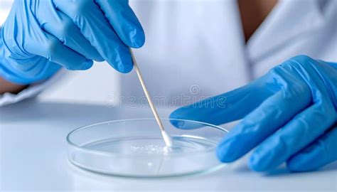 Microbiological Research Inoculating Bacteria On Petri Dish Stock