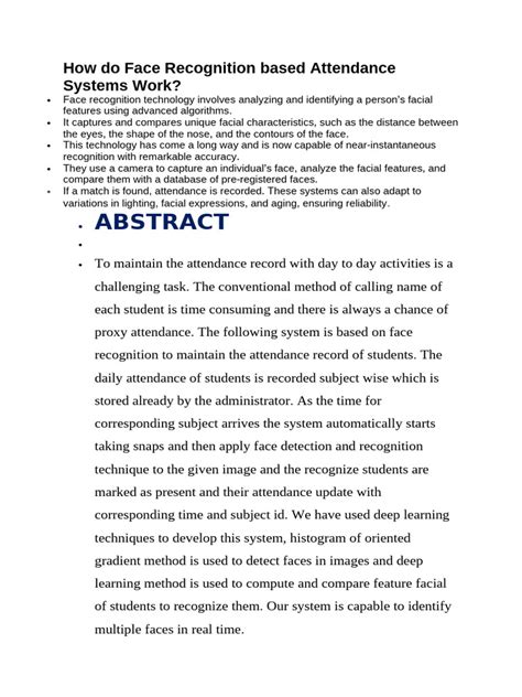 How Do Face Recognition Based Attendance Systems Work Pdf