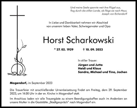 Traueranzeigen Von Horst Scharkowski Rz Trauer De