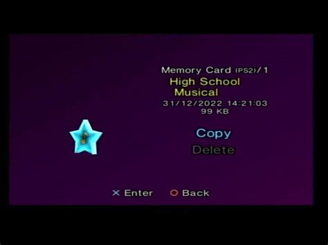 memory card ps2 menu