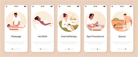 Mobile App Screen Vector Template For Onboarding Spa Resort Procedures