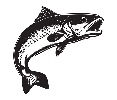 Trout Fish Trout Jumping Icon Freshwater Salmon Catch Emblem Fish