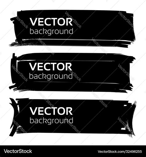 Big Banners From Thick Black Textured Strokes Set Vector Image