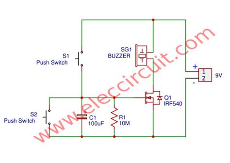 Simple Time Delay Circuit Using MOSFET ElecCircuit Com