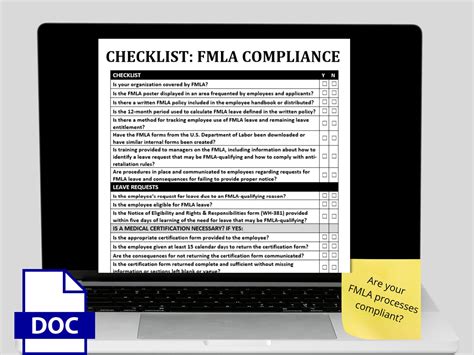 Fmla Compliance Checklist Editable Hr Template Digital Download Etsy
