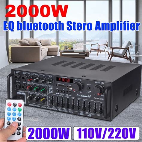 블루투스 20 채널 전력 증폭기 자동차 오디오 전력 증폭기 원격 제어 2000w 12v 110v 220v