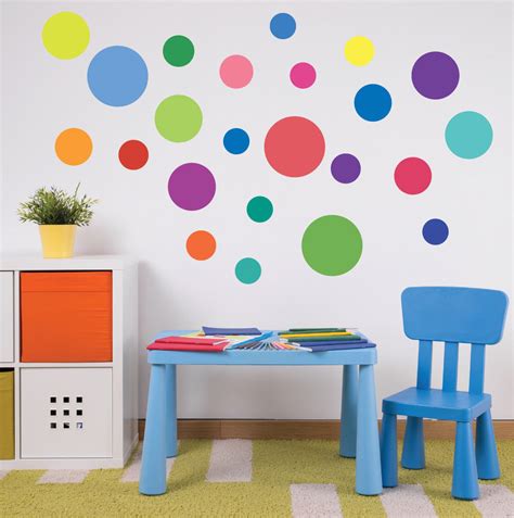 23 Multi Sized Rainbow Polka Dot Wall Decals Dot Wall Stickers Peel