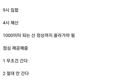 잡담 회사에서 30만원 줄테니까 1월1일에 등산 갈건지 물어보면 어떻게 할거야 인스티즈instiz 일상 카테고리