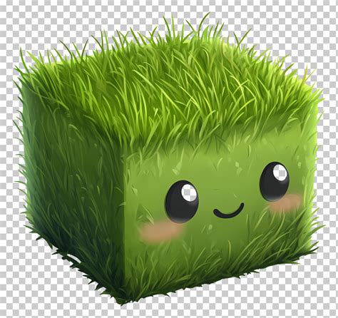 Grass Tile Cute Grass Block With Face Png Clipart Cartoon Cute
