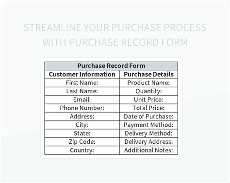 Streamline Your Purchase Process With Purchase Record Form Excel