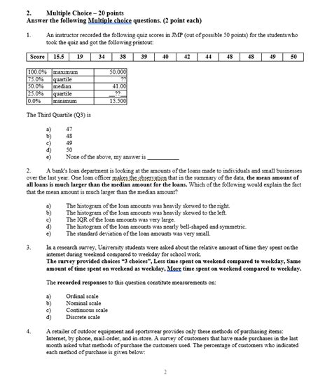solved 2 multiple choice 20 points answer the