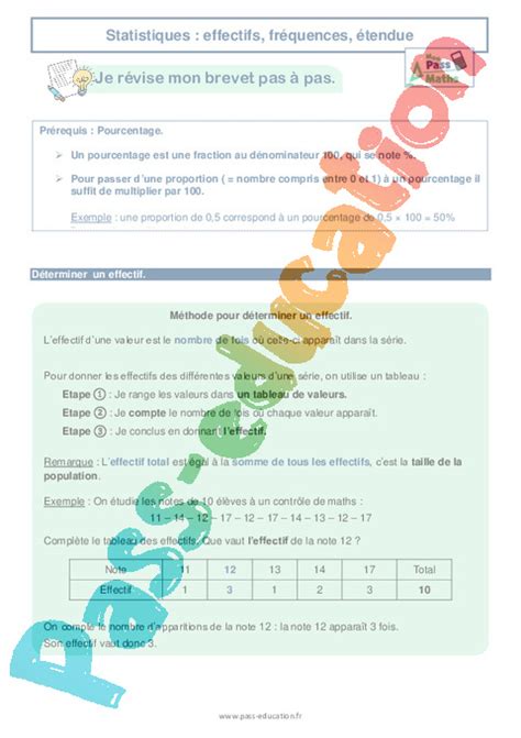 Exercice Étendue Et Médiane Dune Série Statistique 3ème