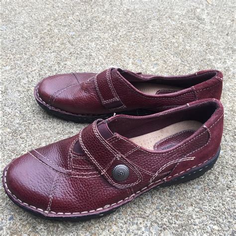 Womens Earth Origins Burgundy Leather Shoes 8m Gem