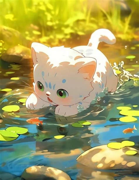 Swimming Cat Illustration
