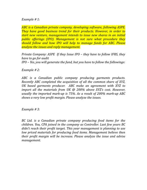 Example Of Case Fact Analysis Example 1 Abc Is A Canadian Private Company Developing