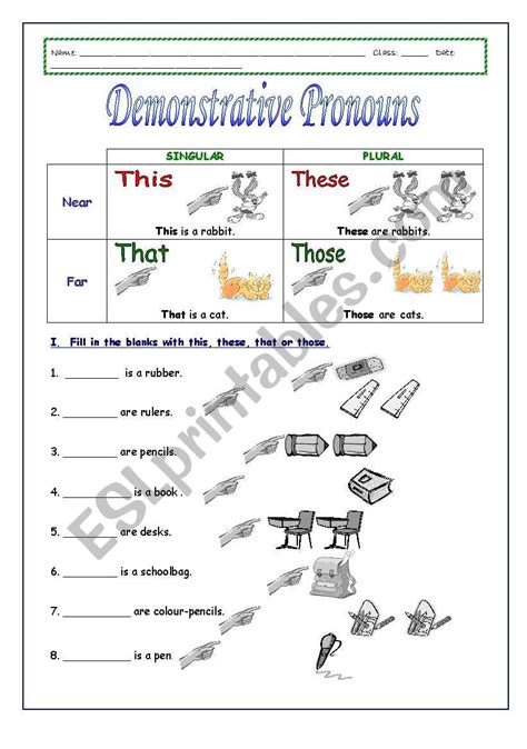 Demonstrative Pronouns Esl Worksheet By Cheezah
