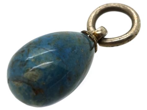 Small Silver And Blue Agate Easter Egg 922h The Antique Jewellery Company