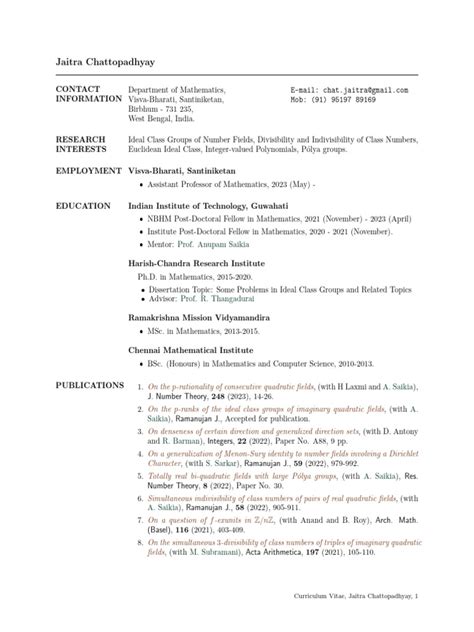 Cv Jaitra Pdf Number Theory Mathematics