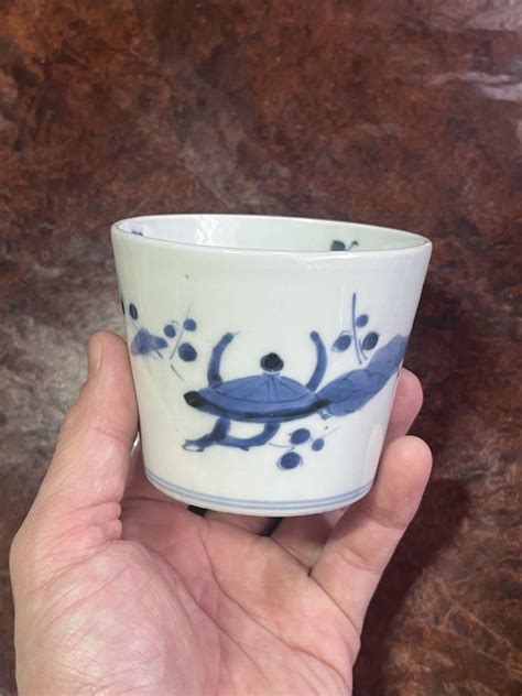 古伊万里 蕎麦猪口 そば猪口 兜 梅 鳥 染付 メルカリ