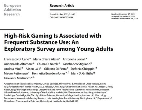 Mark Griffiths On Linkedin Our Latest Paper In European Addiction