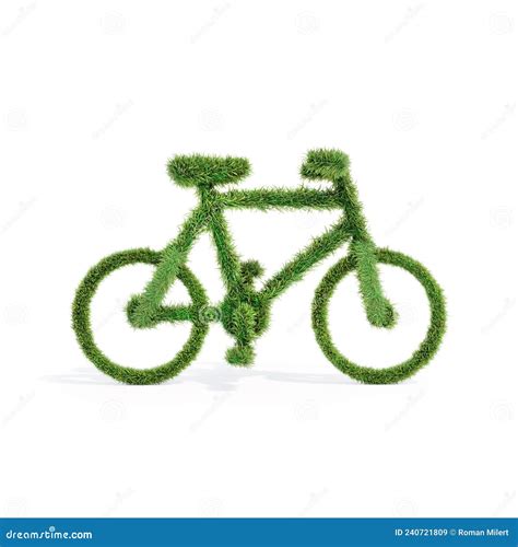 Grass Covered Simplified Bicycle Shape On White Background Stock