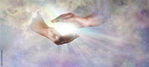 Let There Be Light Divine Concept Gods Hands Emerging From Beautiful