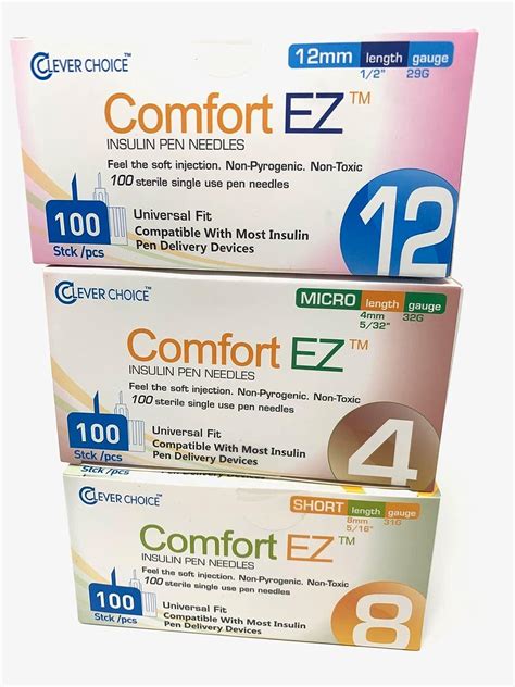 Comfort Ez Insulin Pen Needles 32g 4mm 100 Count Box Easy Comfort