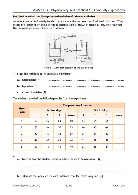 Gcse Physics Aqa Required Practical Infrared Radiation Worksheet