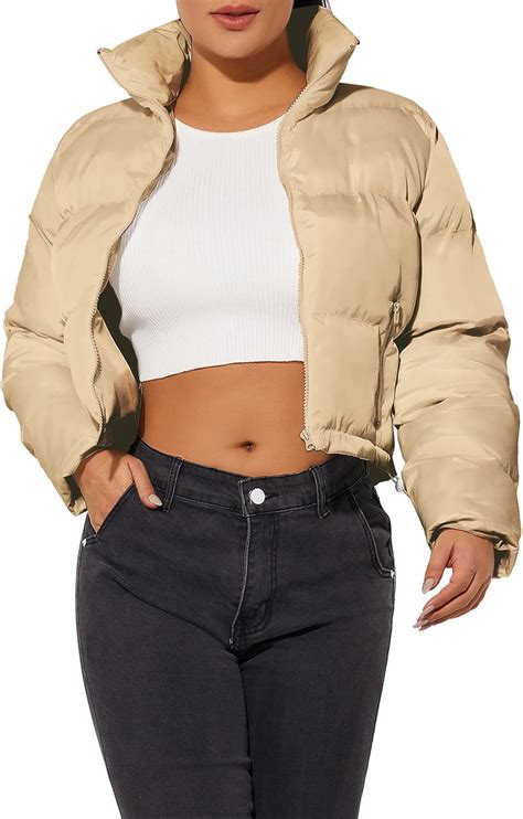 Hujoin Womens Crop Short Jacket Cropped Puffer Fashion