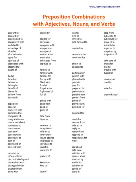 Collocation Preposition Combinations Pdf