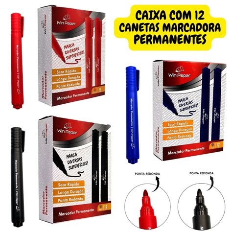 Caneta Permanente Marcadora Retroprojetor Caixa Com 12 Unidades Nas