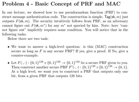 Solved Problem Basic Concept Of PRF And MACIn Our Chegg Com