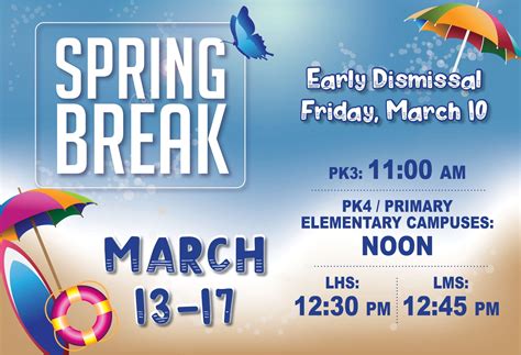 Spring Break Early Release Tomorrow Lufkin Isd
