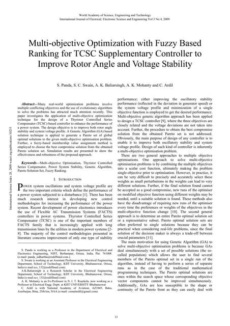 Multi Objective Optimization With Fuzzy Based Ranking For Tcsc