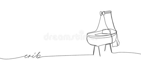 Canopy Crib One Line Art With An Inscription Continuous Line Drawing