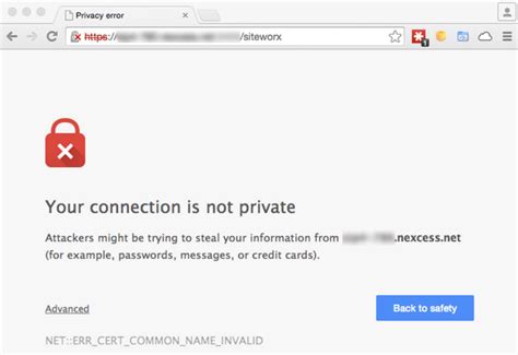 how to resolve the ssl warning when logging in to siteworx nexcess