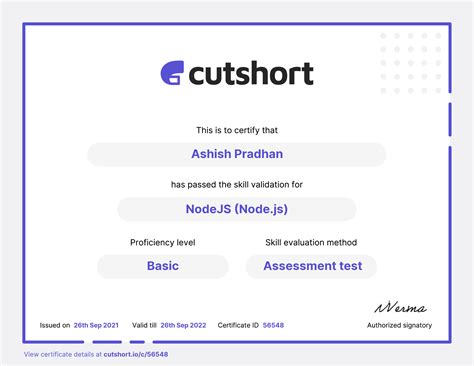 Ashishs Skill Certificate For Nodejs Nodejs Cutshort