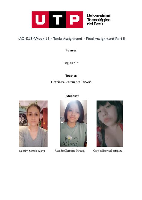 Ac S18 Week 18 Task Assignment Final Assignment Part Ii1 B Good Morning Miss Tell Us