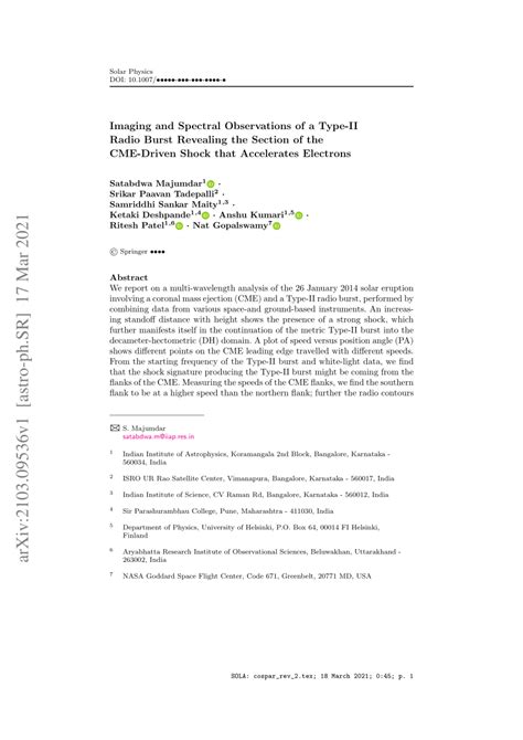 Pdf Imaging And Spectral Observations Of A Type Ii Radio Burst