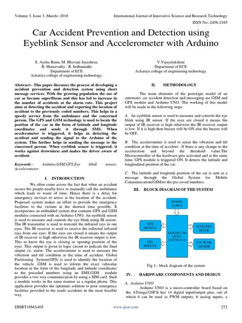 Car Accident Prevention And Detection Using Eyeblink Sensor And Accelerometer With Arduino Pdf