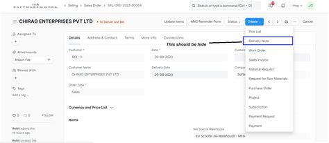 hide button in the sales order doc type customize erpnext frappe forum