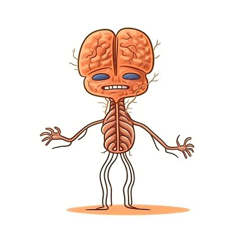 Sistema Nervioso Vectorial De Dibujos Animados Sobre Fondo Blanco