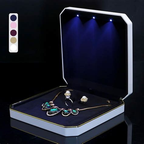 Hslfuai Necklace Box With Ledjewelry Box For Necklace