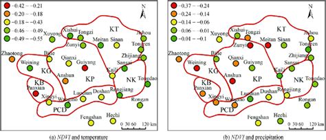 Correlation Coefficients Between Monthly A Ndvi And Temperature And