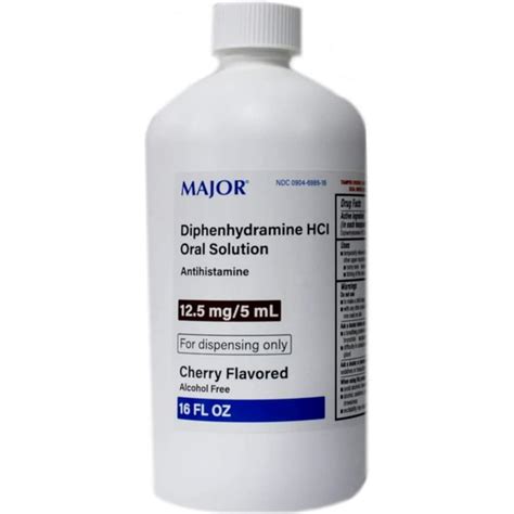 Major Diphenhydramine Hci 125mg5 Ml Oral Solution Cherry Flavored 16