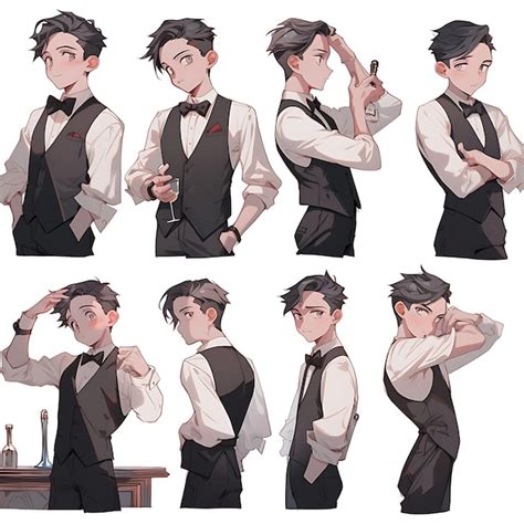 Premium Photo Character Of Male Bartender Chibi Kawaii Cocktail Mixologist Bartender Fa